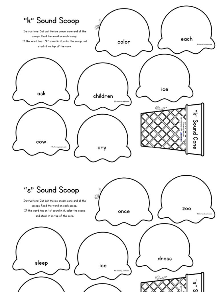 Sound Scoop Sort Printables - LiteracyLearn X Lexercise | PDF