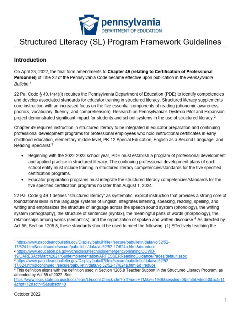 Structured Literacy Competencies Program Framework Guidelines | PDF | Phonics | Reading ...