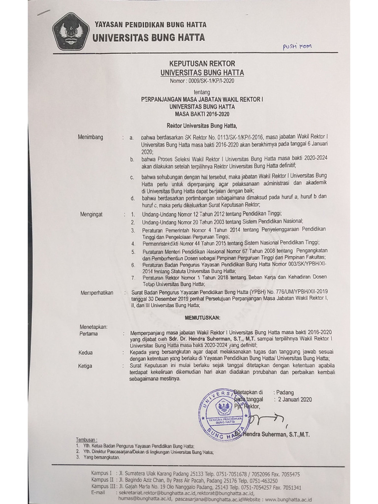 SK Rektor No0009 Sk-1 KP | PDF