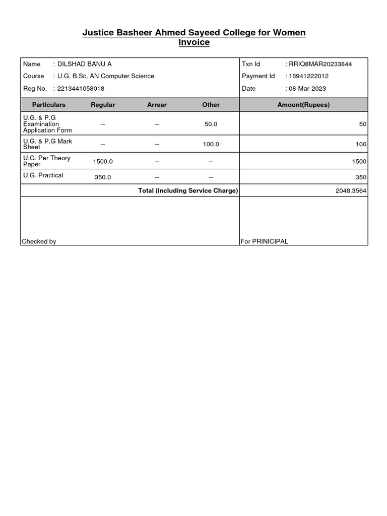 Exam Payment Invoice | PDF