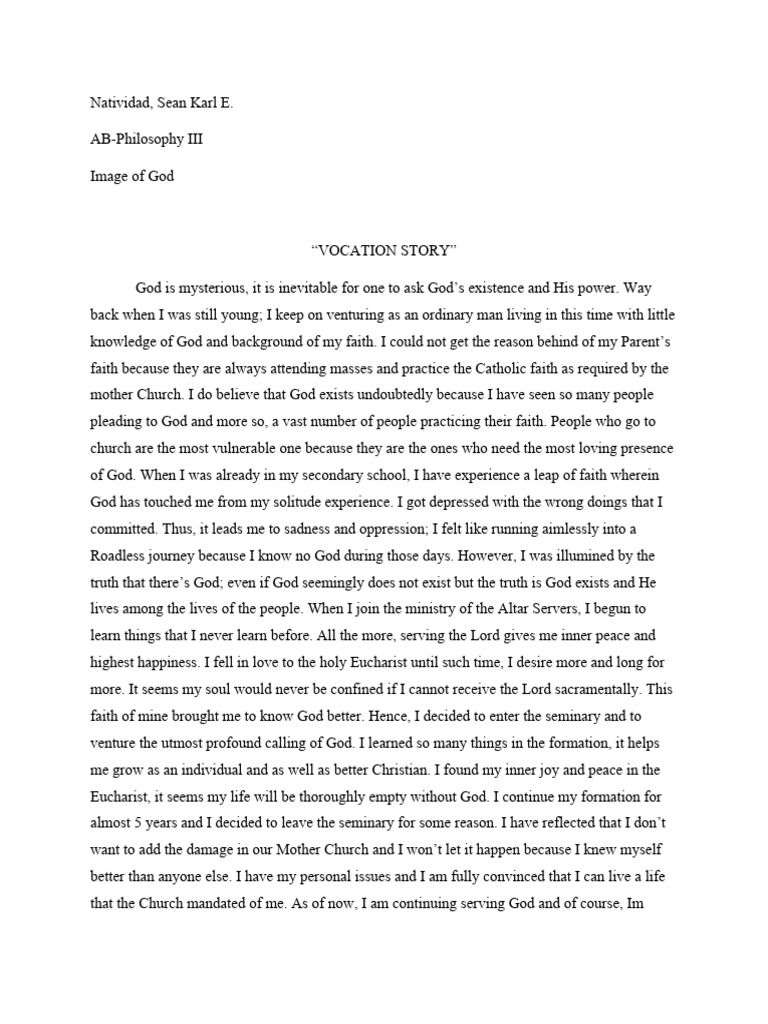 EX Vocation Story, NATIVIDAD | PDF | Faith | God