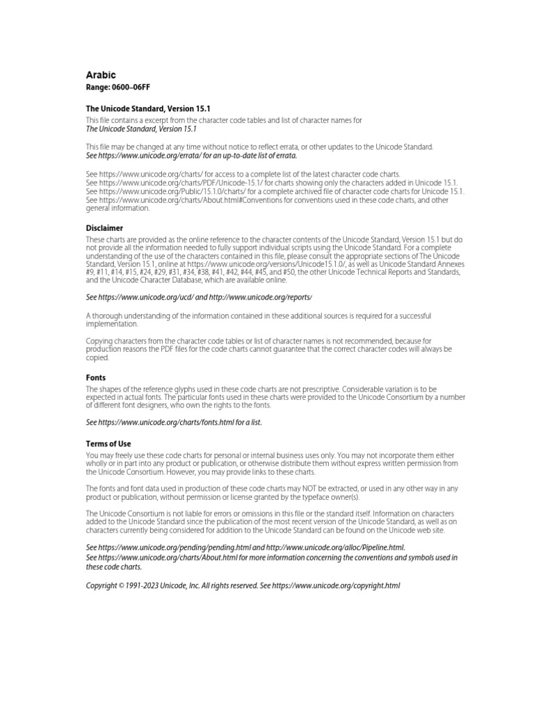 Arabic Uni Code | PDF | Arabic | Writing