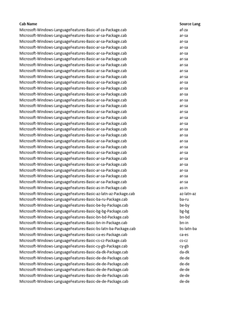 Windows 10 1809 FOD To LP Mapping Table | PDF | Language Varieties And Styles | Linguistics