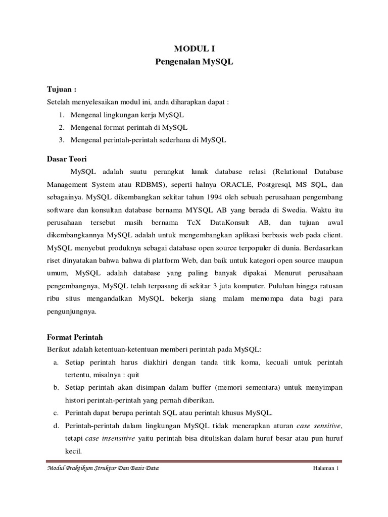 MODUL Basis Data - Dede Rizal | PDF