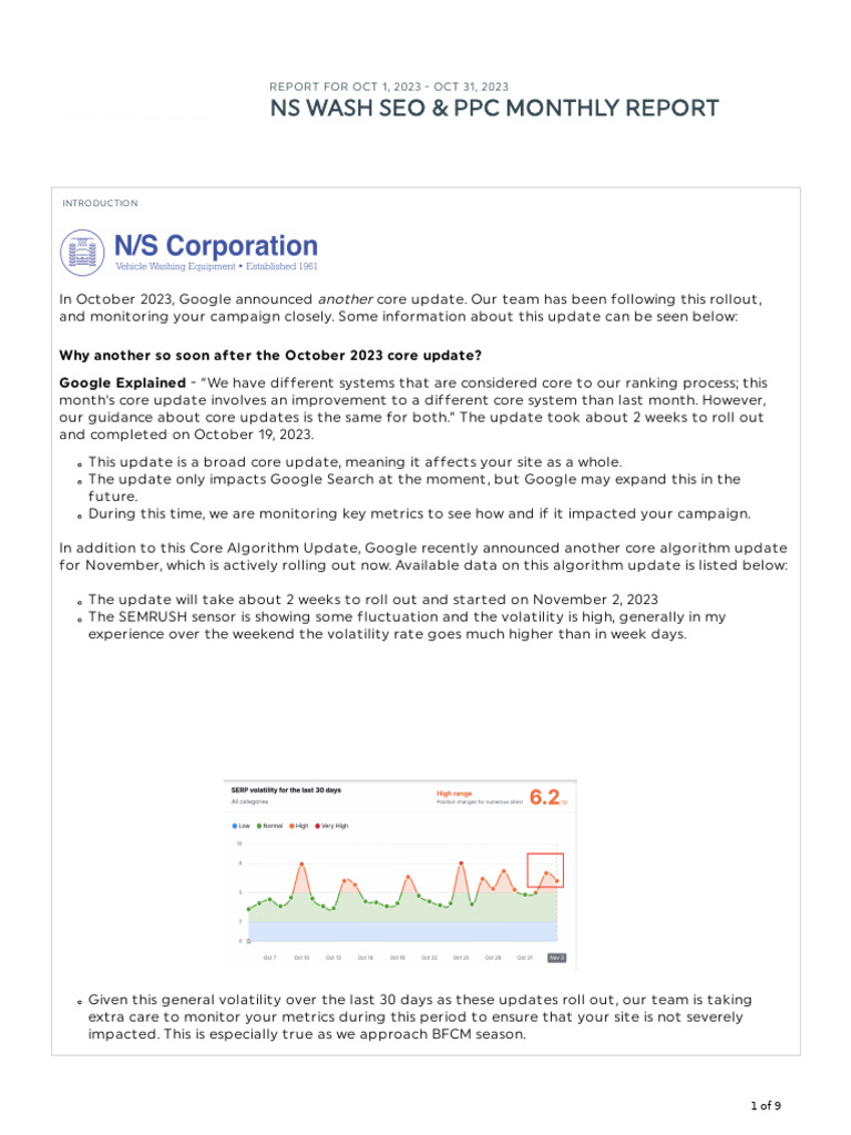 NS Wash Monthly Report October 2023 | Download Free PDF | Search Engine Optimization | Web 2.0