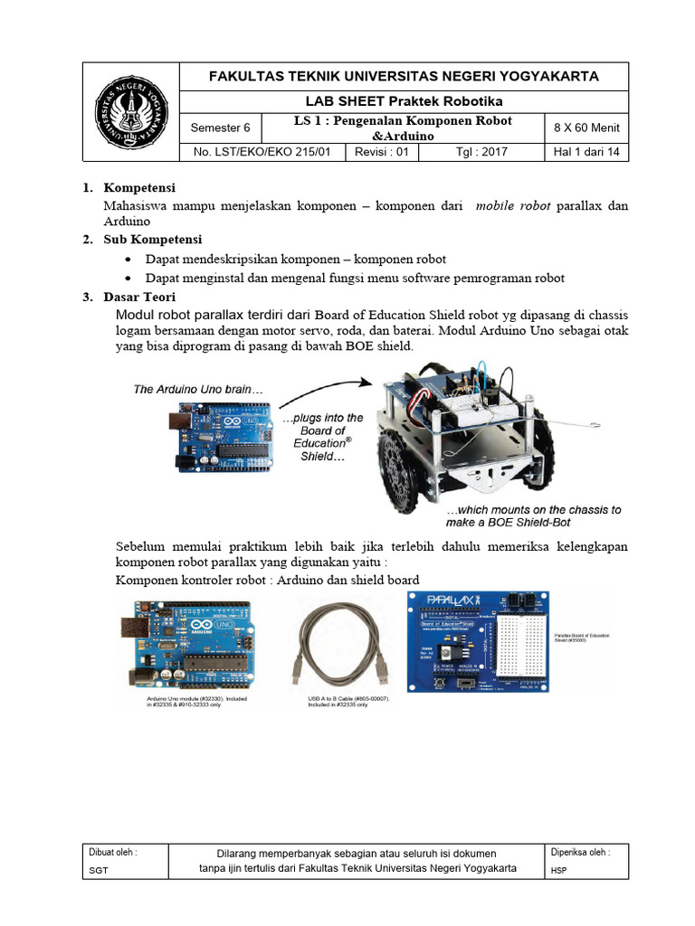 Labsheet 01 Robot Parallax | PDF