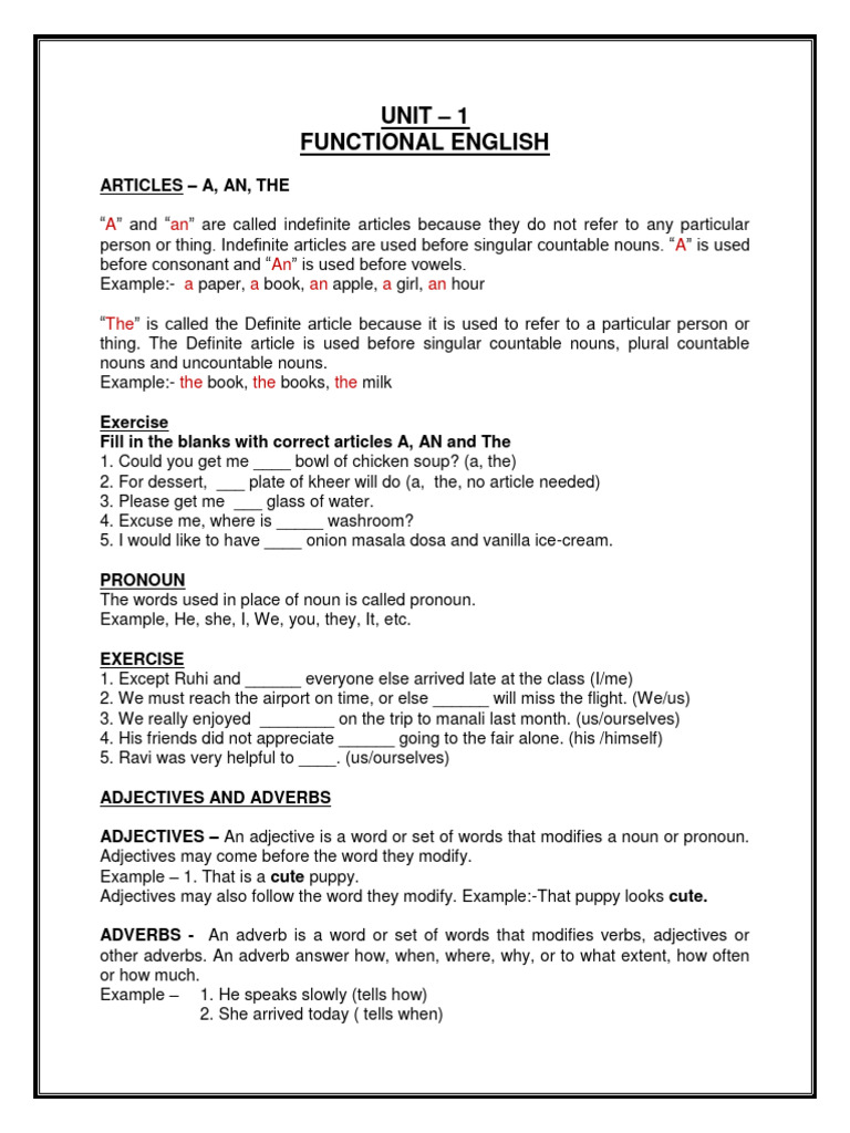 Unit 1 FUNCTIONAL ENGLISH | PDF | Adverb | Grammatical Tense