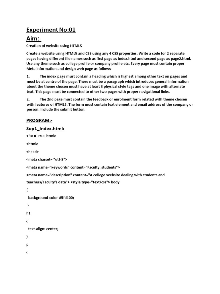 Advanced Web Designing All Sops (SOP1 To SOP5) | PDF | Software ...