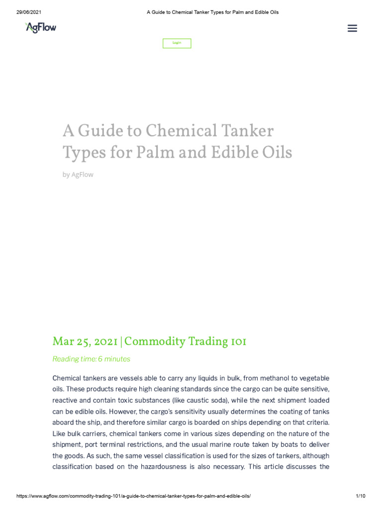 A Guide To Chemical Tanker Types For Palm and Edible Oils | PDF | Oil ...