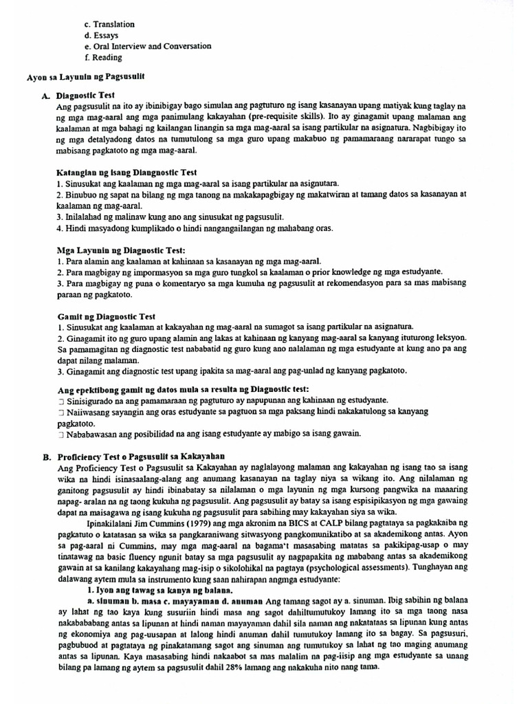 Fil217 Layunin Sa Pagsusulit | PDF