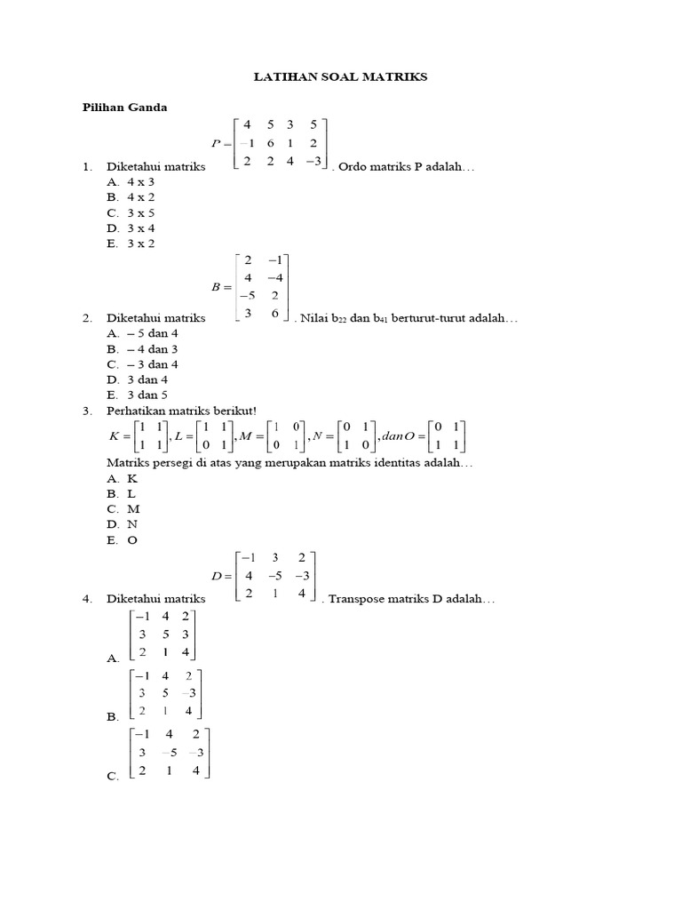 Latihan Soal Matriks | PDF