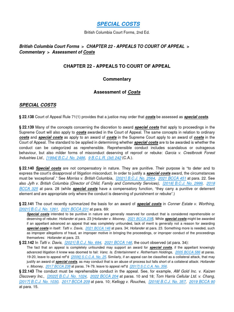 Special Costs | PDF | Appeal | Justice