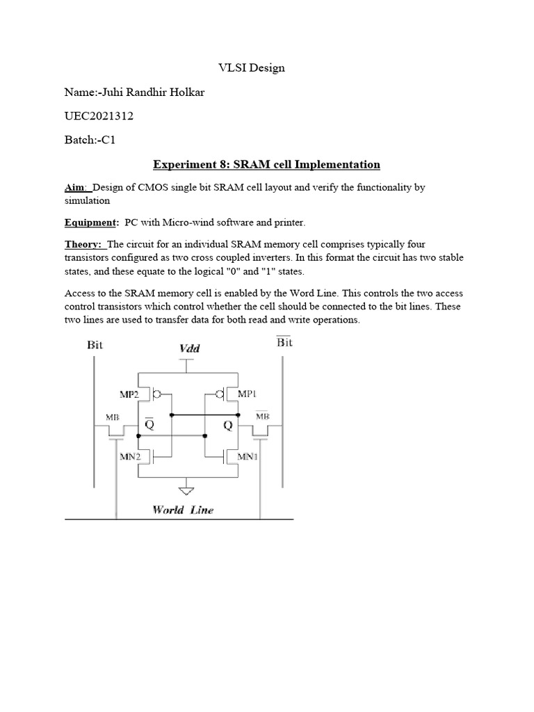 Expt 8 | PDF | Random Access Memory | Dynamic Random Access Memory