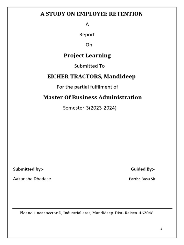 Employee Retention Internship Report | PDF | Employee Retention ...