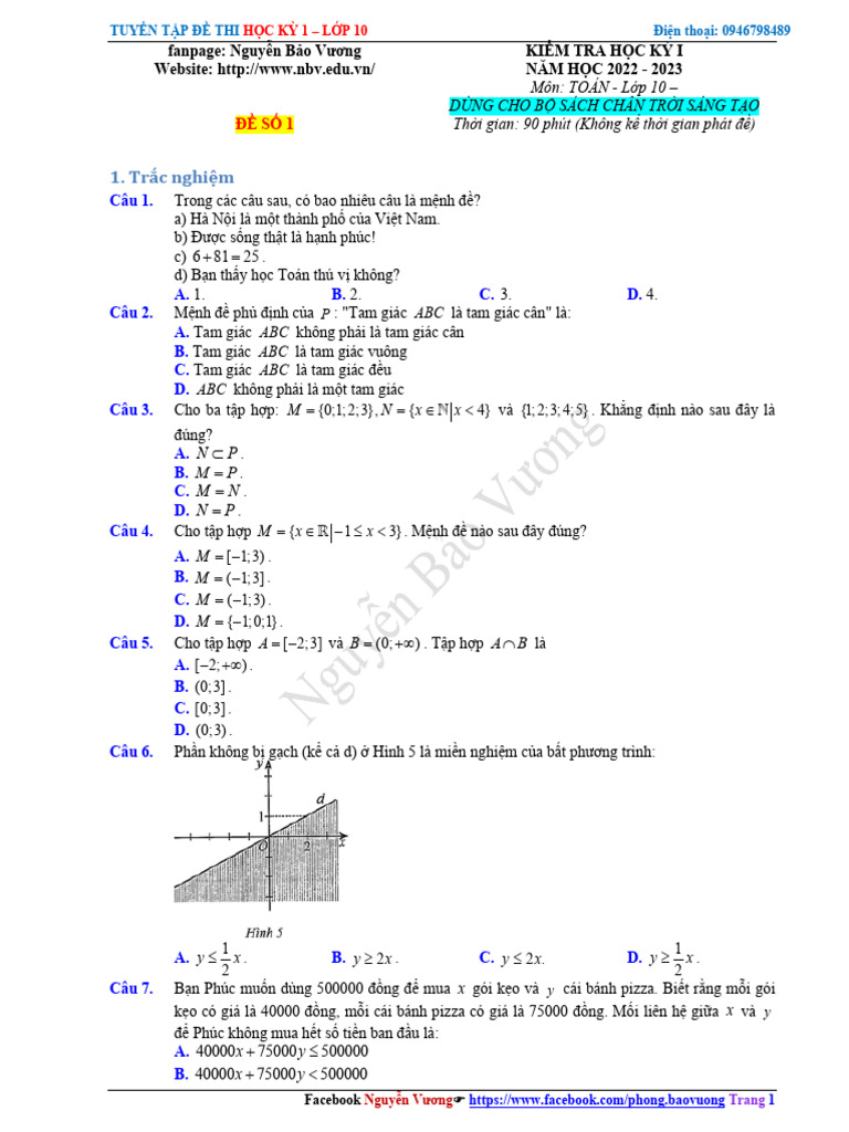 (NBV) - 10 Đề - HK1 - CTST | PDF