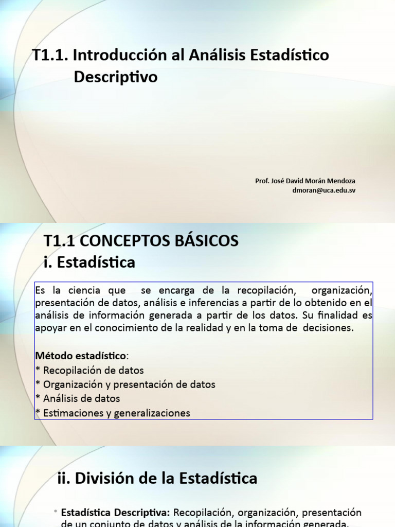 T1.1 Introducción y Conceptos Básicos Medidas de Dispersión | PDF | Nivel de medida | Muestreo ...