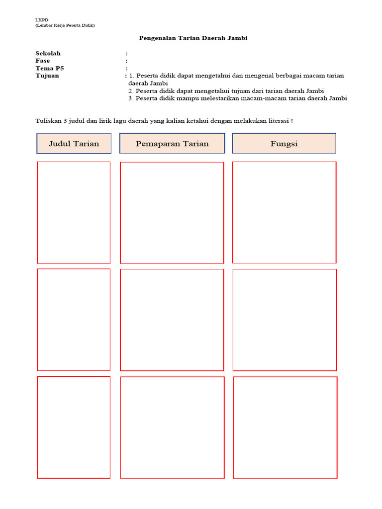 LKPD Tarian Daerah | PDF | Seni