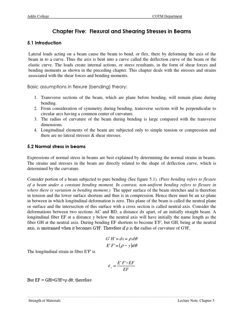 Chapter 5 Flexural and Shearing Stresses in Beams | PDF | Bending | Beam (Structure)