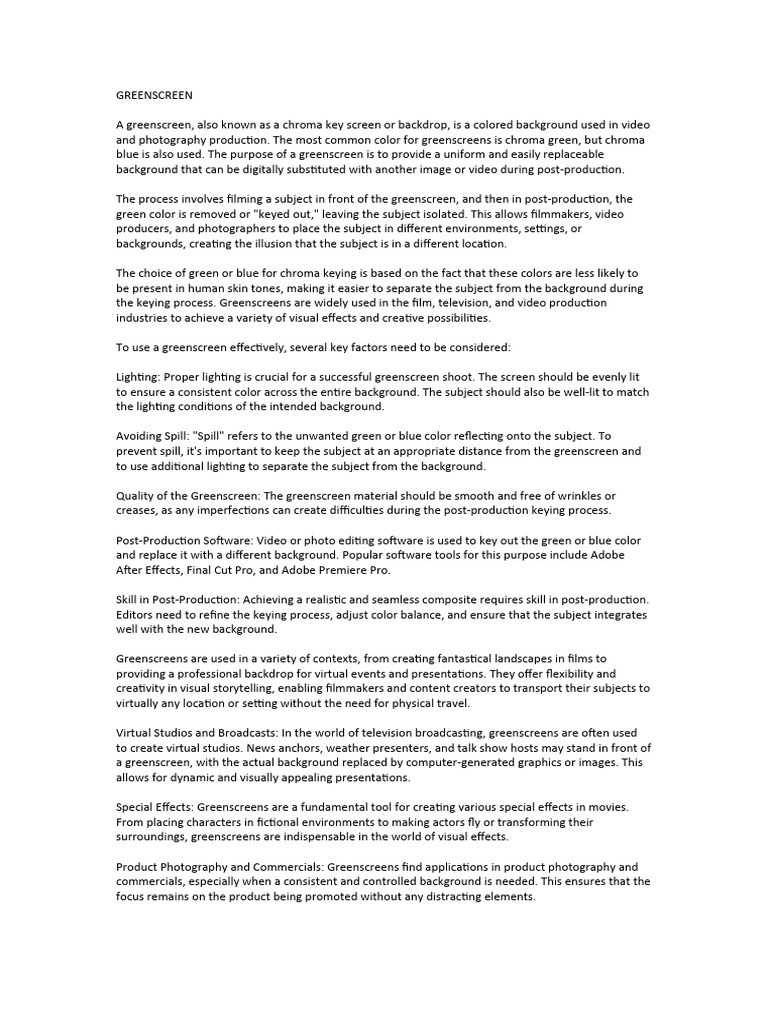 GREENSCREEN | PDF | Imaging | Mass Media