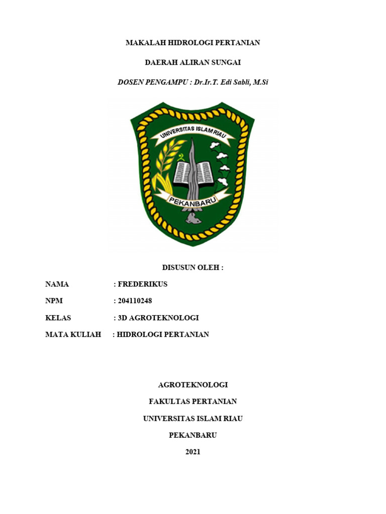Erosi dan Sedimentasi di Daerah Aliran Sungai | PDF