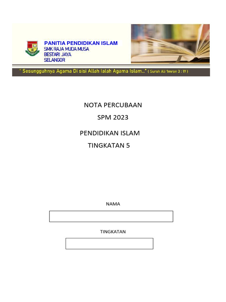 Nota Percubaan Pai SPM 2023 | PDF