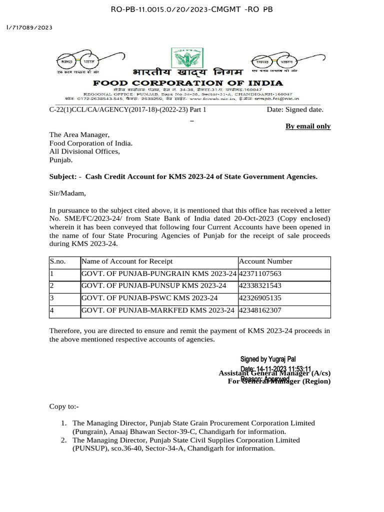 CCL Account Numbers KMS 2023-24 | PDF | Personal Finance | Banking