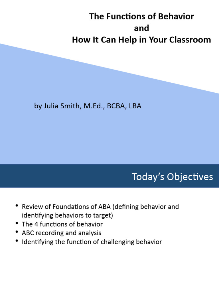 Functions of Behavior | PDF | Behavior | Psychology