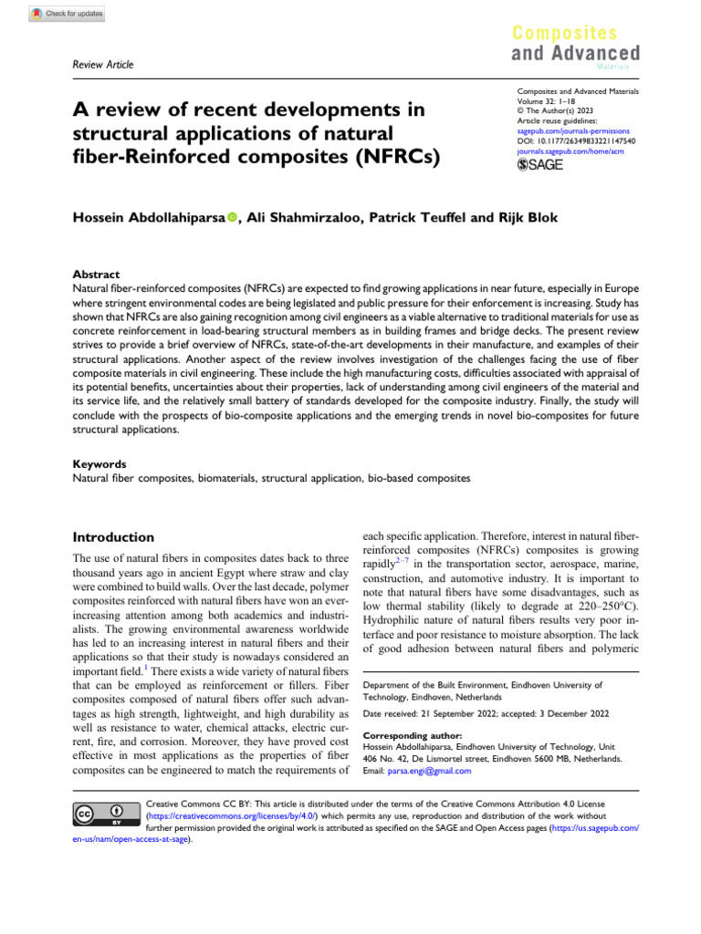 Abdollahiparsa Et Al 2023 A Review of Recent Developments in Structural Applications of Natural ...