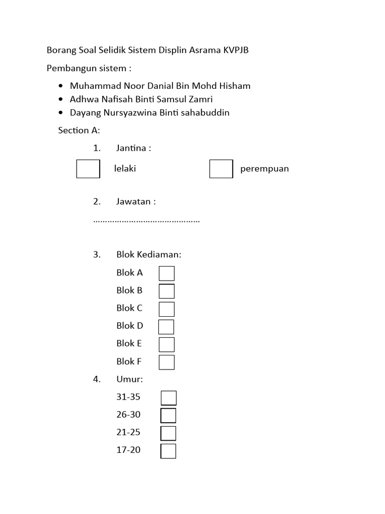 Borang Soal Selidik | PDF