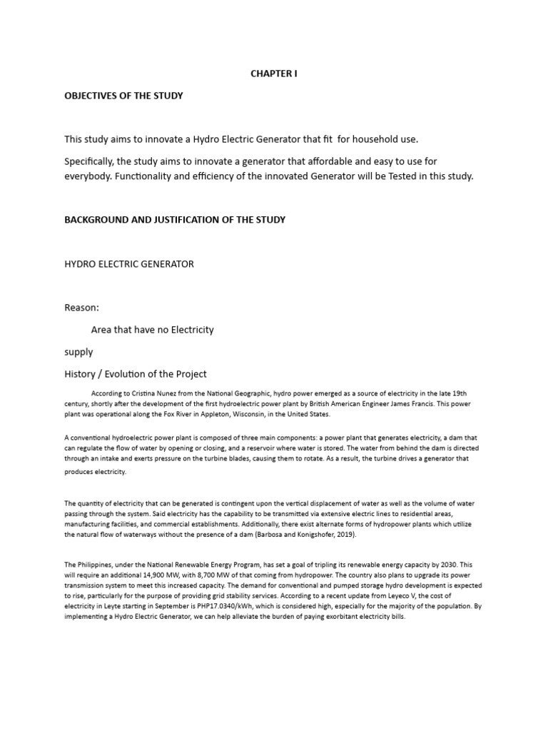 Hydro Electric Generator Pdf Hydroelectricity Hydropower