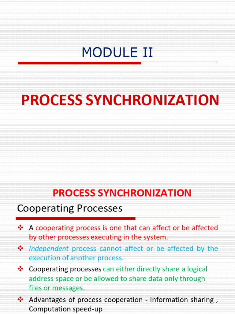 Process Synchronization Pdf Process Computing Operating System