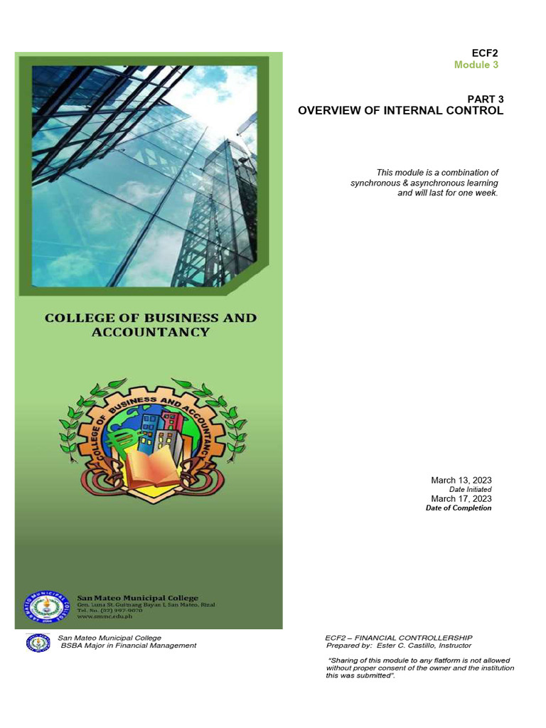 Ecf2 Module 3 | PDF | Internal Control | Sarbanes–Oxley Act