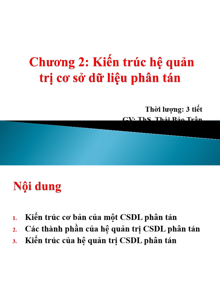 C2 - Kien Truc He Quan Tri CSDL Phan Tan (Tran) | PDF