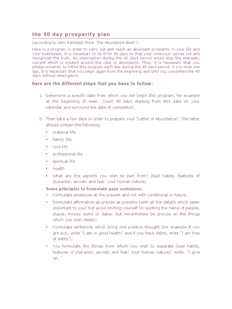 40-Day Prosperity Plan Guide | PDF | Consciousness | Conscience