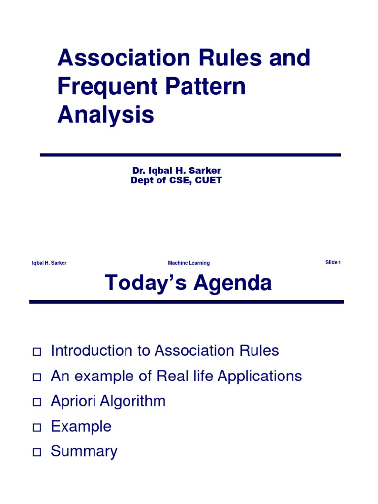 Association Analysis Apriori | PDF | Algorithms | Cognitive Science