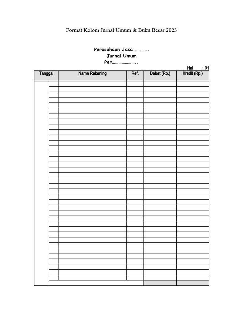 Format Jurnal Umum dan Buku Besar 2023 | PDF
