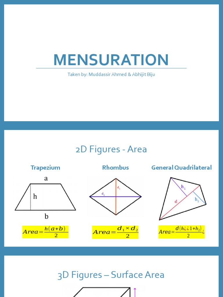 Mensuration - Reinforcement | PDF | Teaching Methods & Materials ...