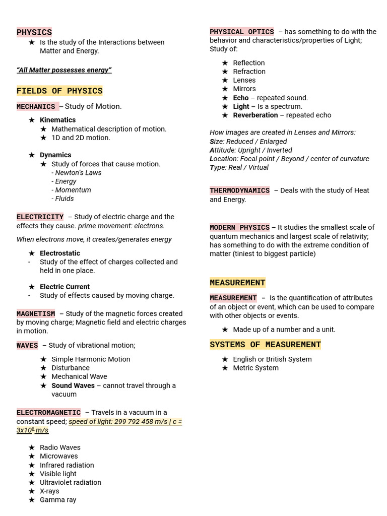 General Physics 1 - Prelims Reviewer | PDF | International System Of Units | Physics