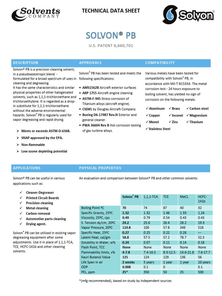 SolvonPB TDS Resources | PDF | Corrosion | Metals