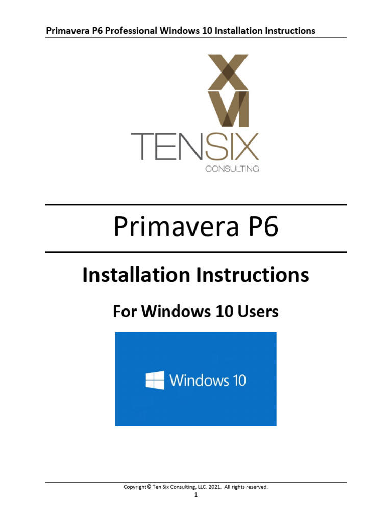 Primavera P6 Professional Windows 10 Installation Instructions R2021 | PDF | Computer File ...
