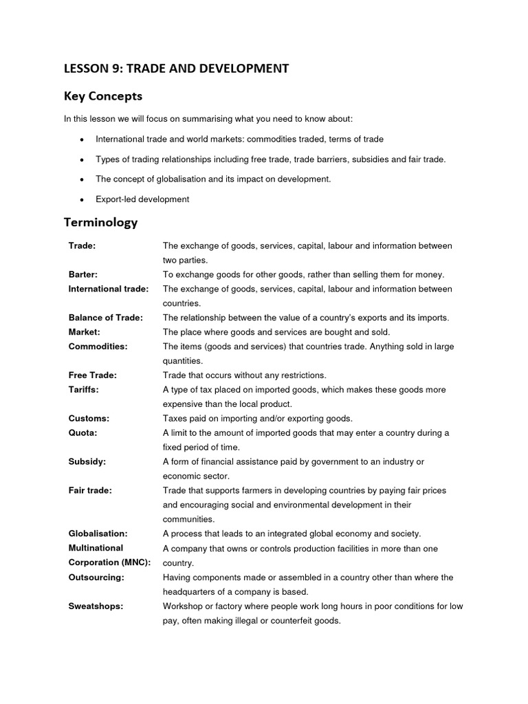 Trade and Development | PDF | Globalization | Trade