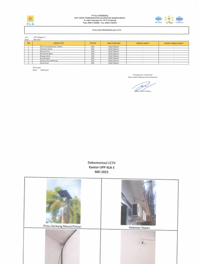 Pengendalian CCTV - Upp 3 - Mei 2023. | PDF