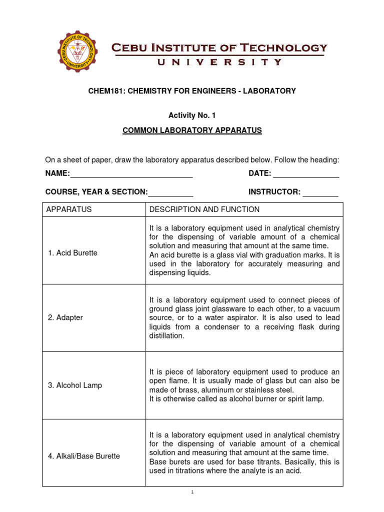 Mon Lab Apparatus | PDF | Distillation | Laboratory Equipment