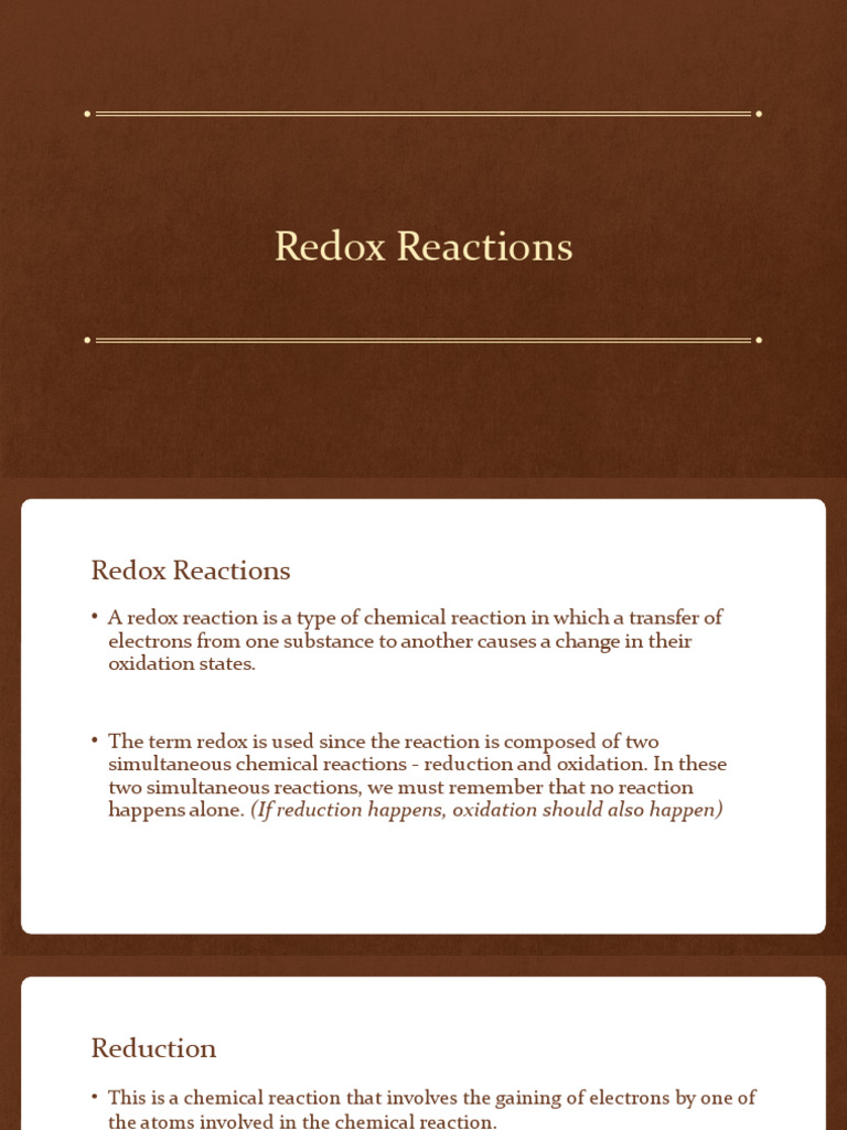 Redox Reactions | PDF | Redox | Chemical Reactions