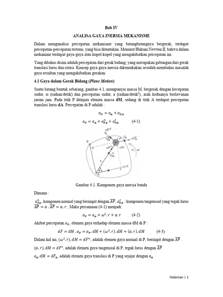 Analisa Gaya Inersia Mekanisme | PDF