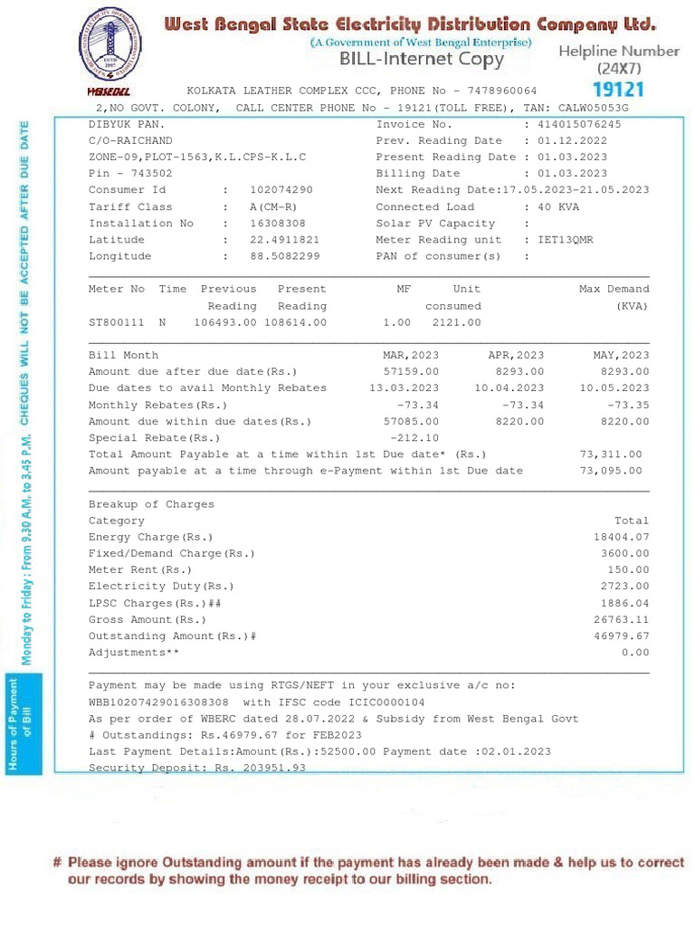 Electricity Bill | PDF | Renewable Resources | Physical Quantities