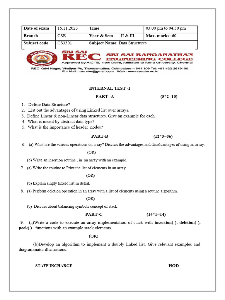 Data Structures Exam Details Pdf Algorithms And Data Structures Cybernetics