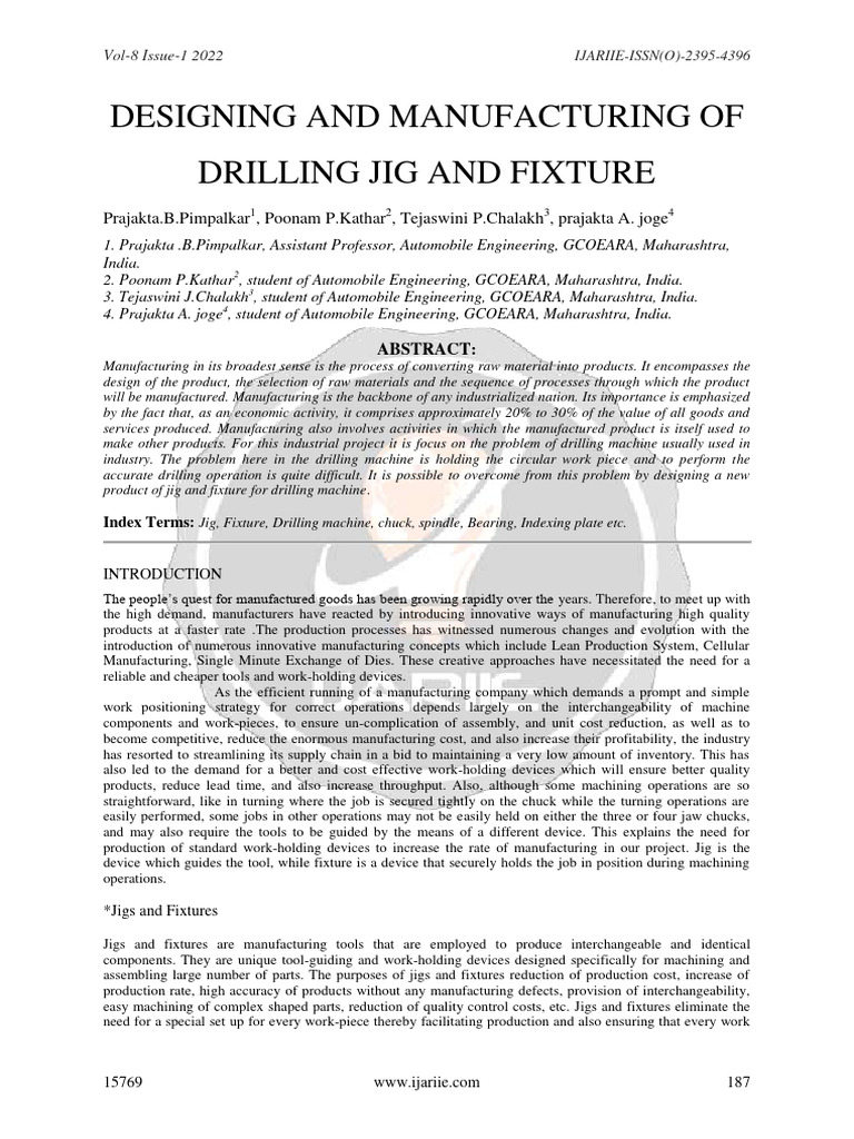 Drilling Jig and Fixture Design Guide | PDF | Drilling | Machining