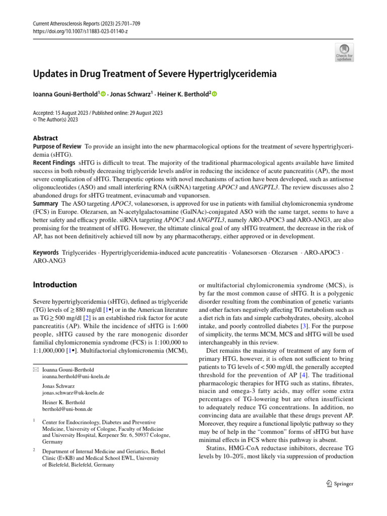 Updates in Drug Treatment of Severe Hypertriglyceridemia | PDF ...