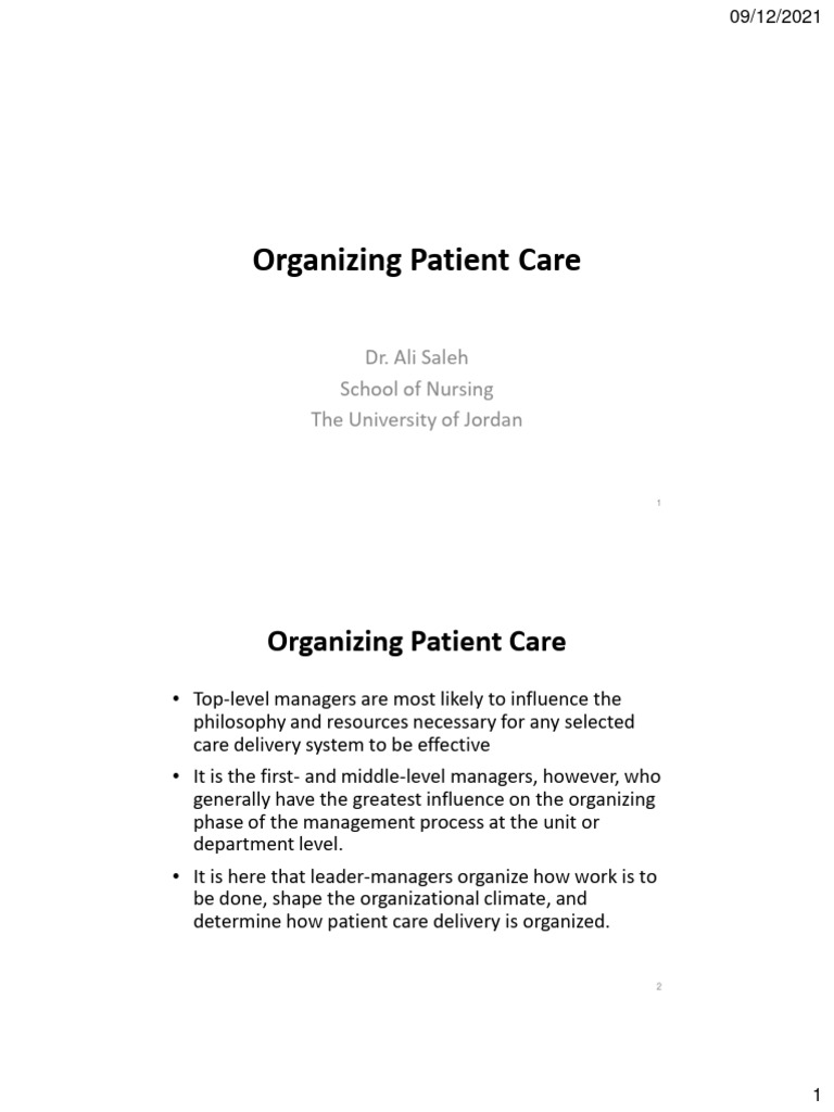 Organizing Patient Care Updated | PDF | Nursing | Health Care